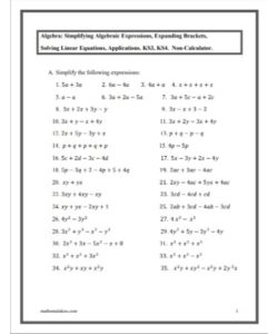 Algebraic Expressions Worksheet PDF - Free Download (PRINTABLE)
