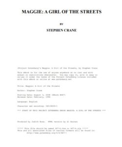 👧 Maggie A Girl Of The Streets PDF - By Stephen Crane (DOWNLOAD)