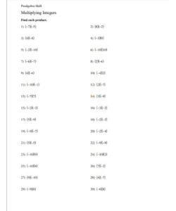 Multiplying Integers Worksheet PDF - Free Download (PRINTABLE)