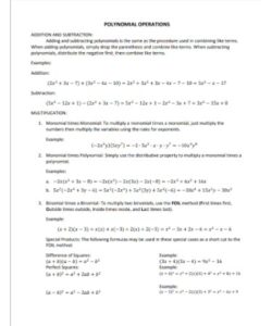 Polynomials Worksheet PDF - Free Download (PRINTABLE)