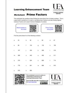 Prime Factors Worksheet PDF - Free Download (PRINTABLE)