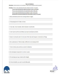🏃 Run On Sentence Worksheet PDF - Free Download (PRINTABLE)