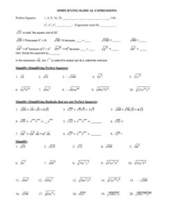 Simplifying Radicals Worksheet PDF - Free Download (PRINTABLE)