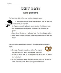 💵 Unit Rate Worksheet PDF - Free Download (PRINTABLE)