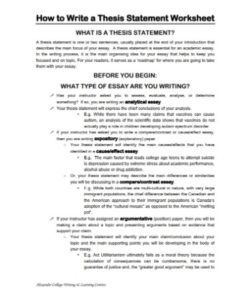 📚 Writing A Thesis Statement Worksheet PDF - (PRINTABLE)