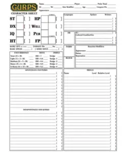 Gurps Character Sheet - Online Fillable Form (PRINTABLE PDF)